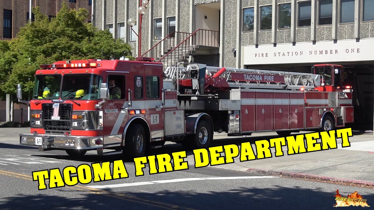 [ELECTRICAL FIRE!] TACOMA Fire Dept. | Engine 1 & Tiller Ladder 1 ...