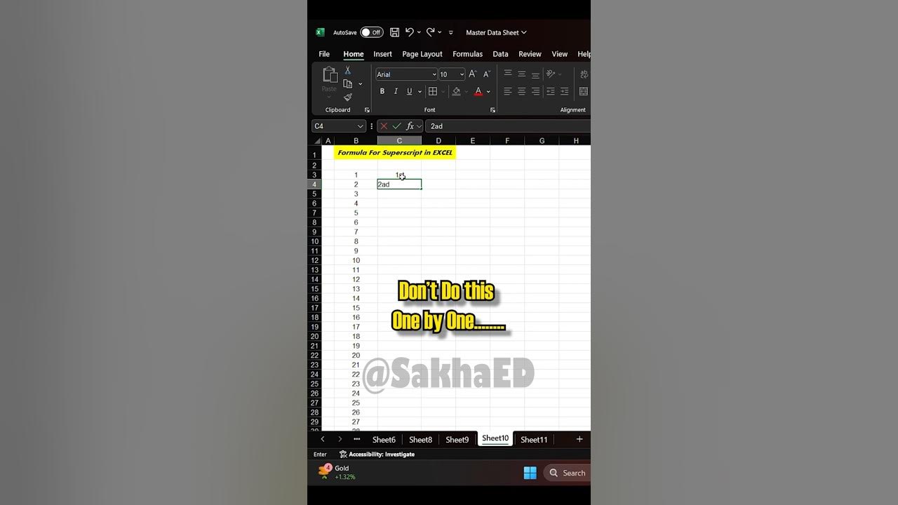 How to Type 1st, 2nd, 3rd with Superscript Using Formula in Excel | Superscript Trick | SakhaED ...