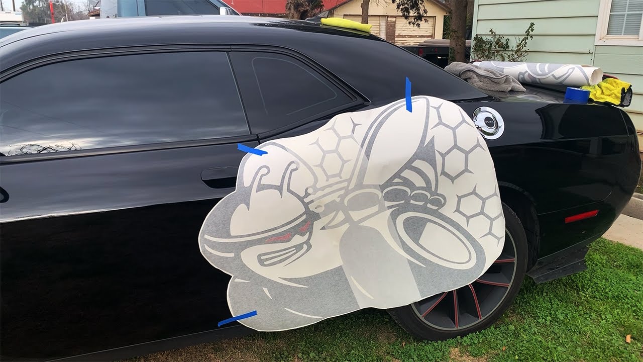 Huge Mat Black Decal Install on Scat Pack - YouTube