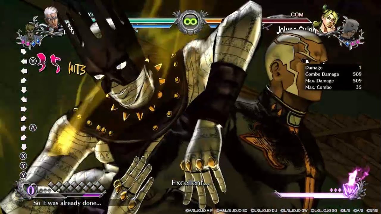 JJBA ASBR Final Pucci White Snake 581 damage combo - YouTube