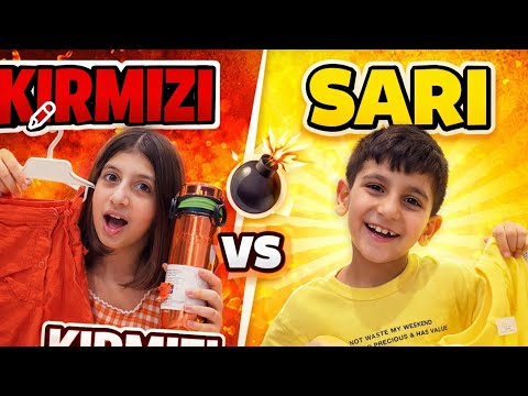 LİNA ZEYNEP !! 24 SAAT TEK RENK CHALLENGE!! | KIRMIZI & SARI @elifsinemtv@linacetinkayaofficial 