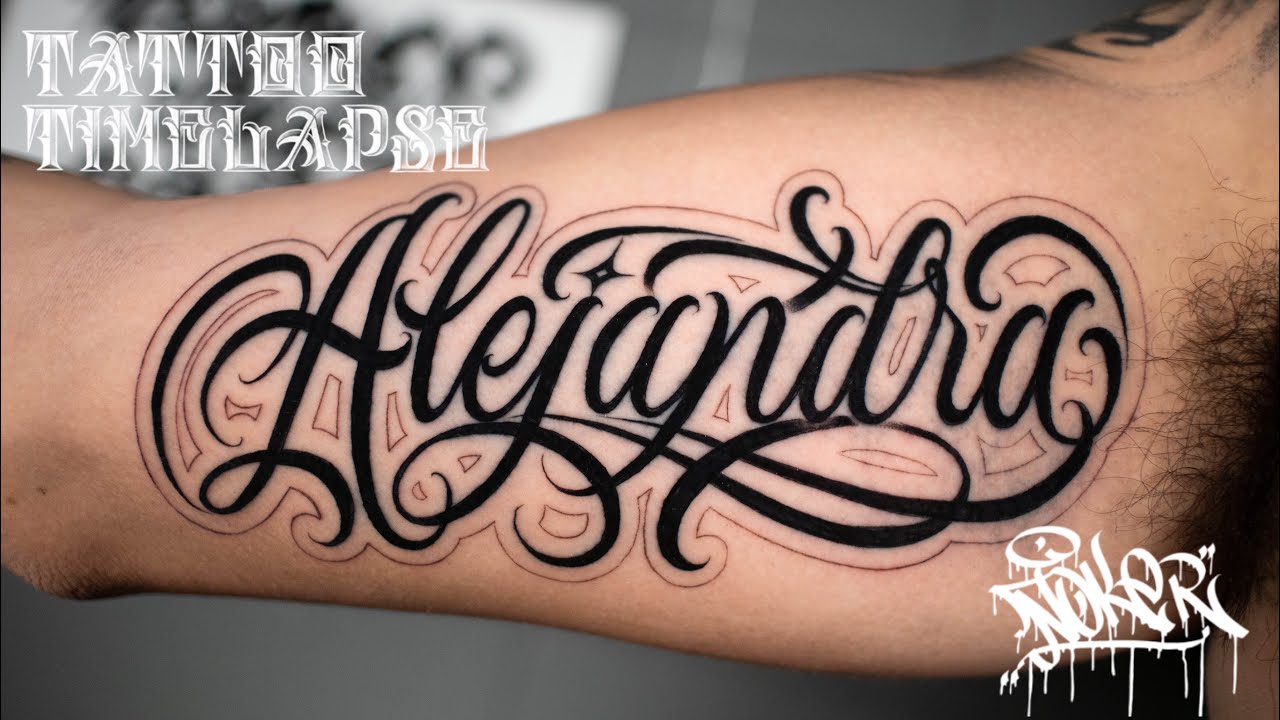 Tattoo Time Lapse (Custom Script Lettering) - YouTube