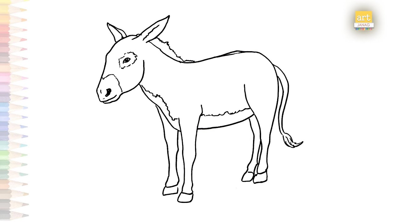 Donkey drawing video tutorials | Easy donkey drawing | How to draw A ...