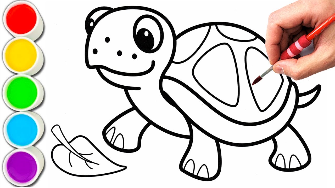 Turtle Drawing, Painting & Coloring For Kids and Toddlers_ Child Art ...
