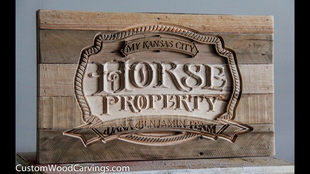 Custom wood carved logo - YouTube
