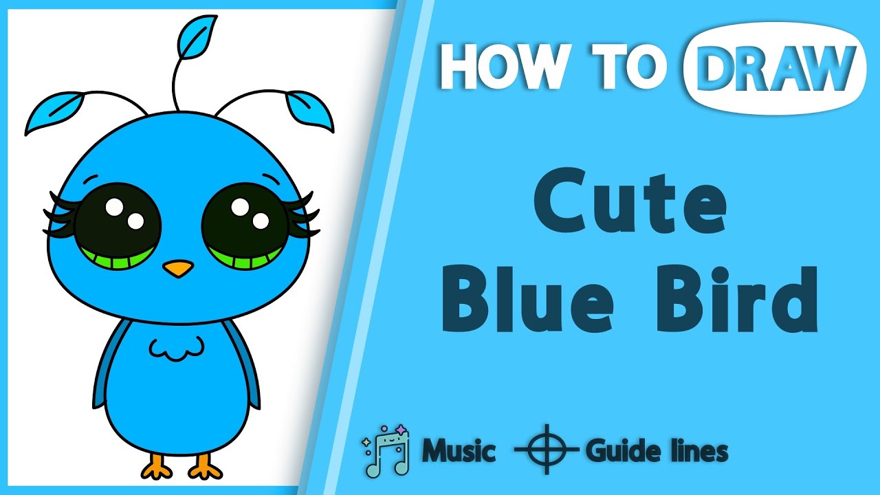 How to draw Cute Blue Bird ( easy to follow ) - YouTube
