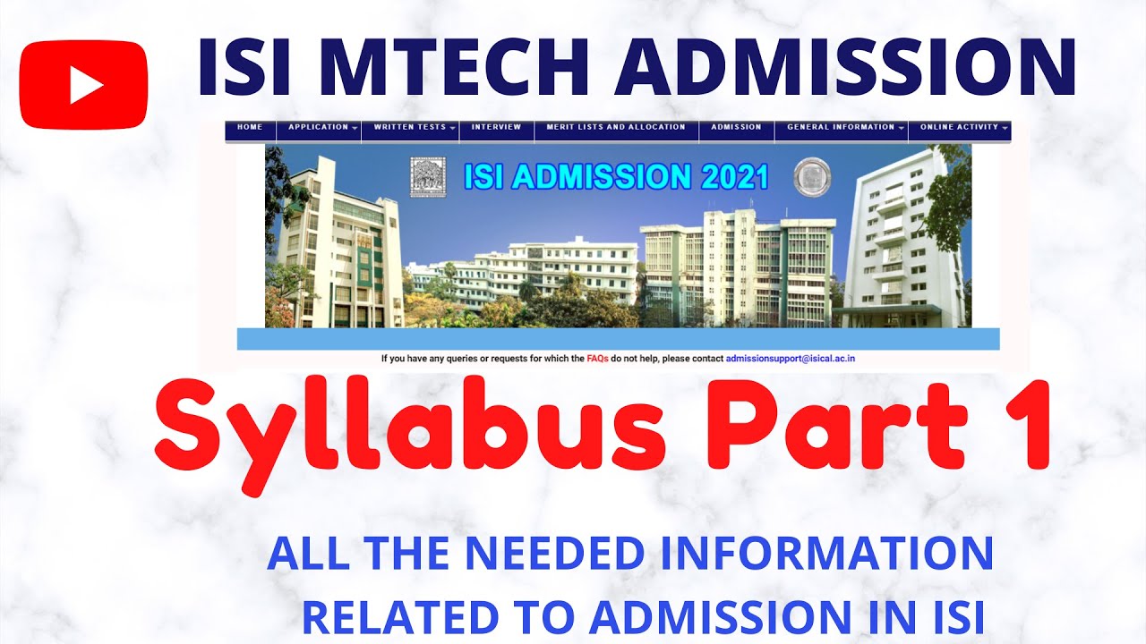 ISI MTECH SYLLABUS | FORENOON SESSION | MTECH ENTRANCE EXAM FOR ALL ...