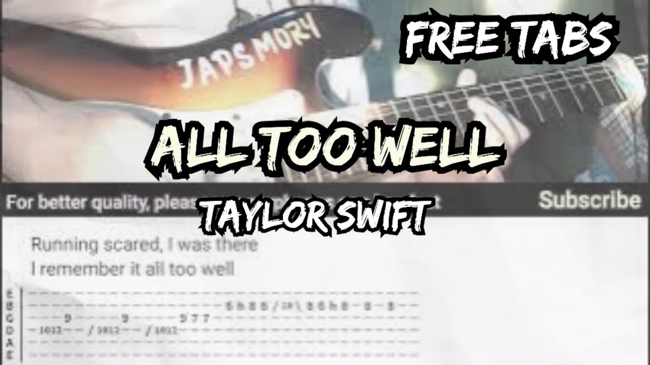 Taylor Swift - All Too Well l Electric Guitar Cover + Free Tabs (Part 1 ...