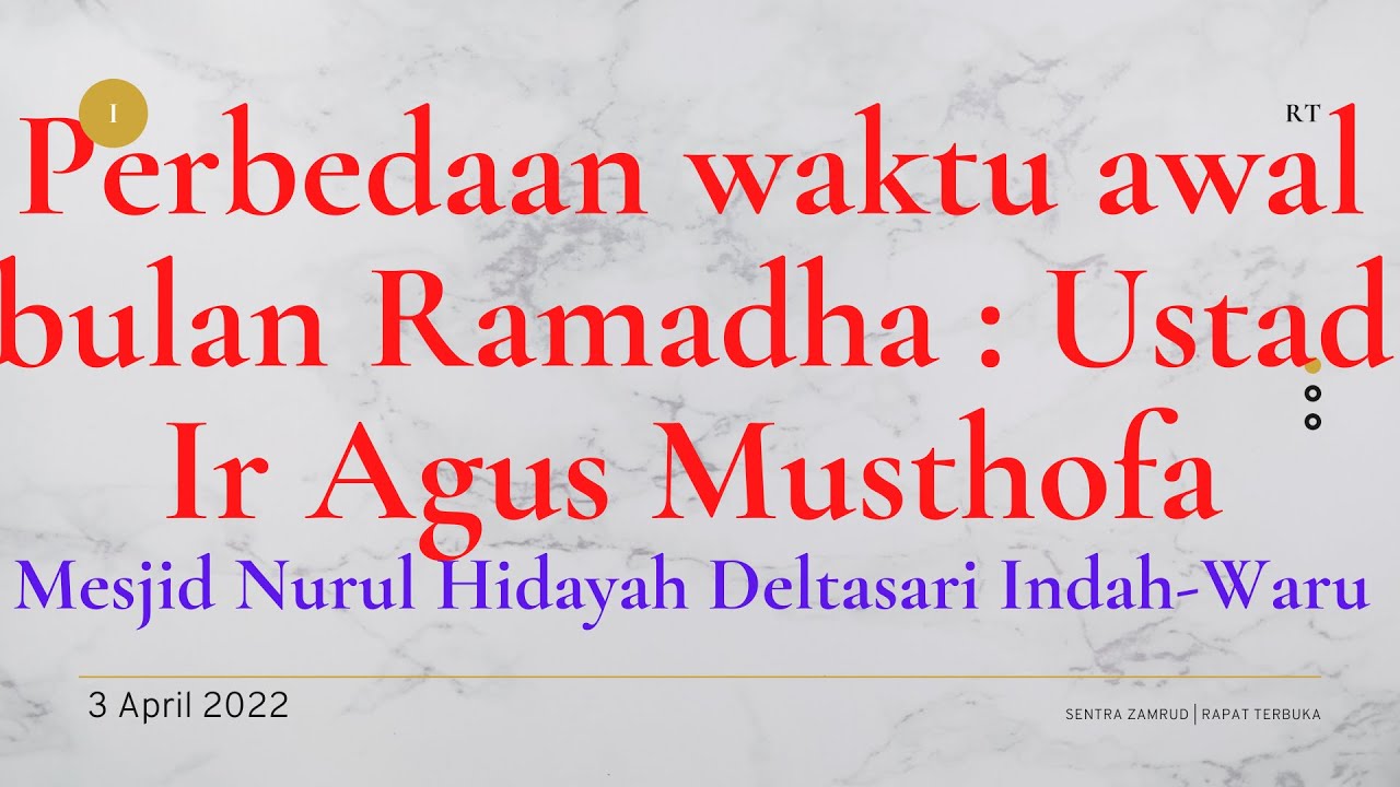 CERAMAH AGAMA : USTAD AGUS MUSTOFA PERBEDAAN AWAL BULAN PUASA - YouTube