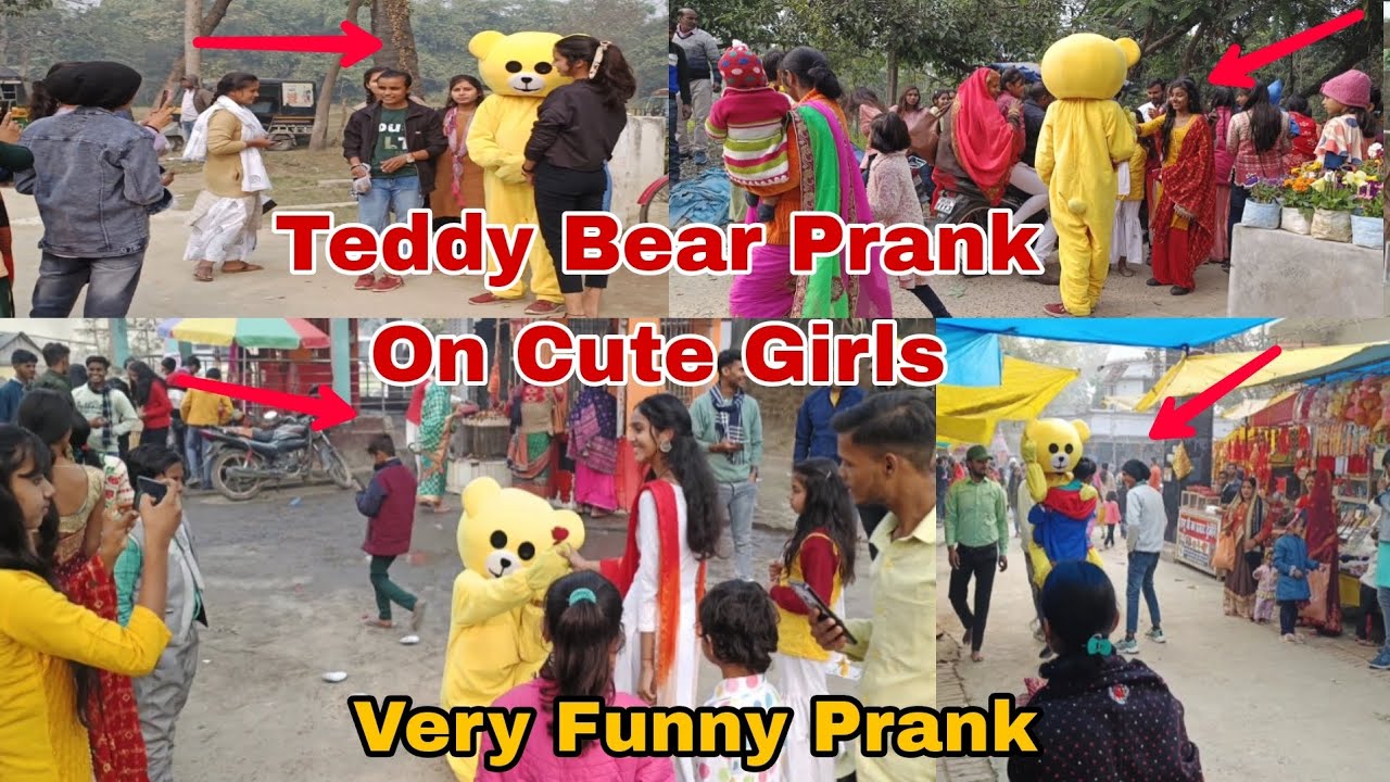 Teddy Bear Prank On Cute Girls || Happy Teddy Boy Funny Prank Video # ...