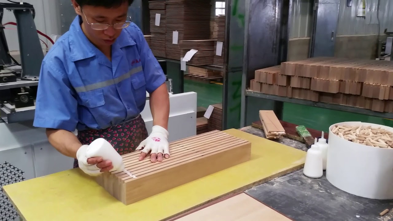 high frequency frame and solid wood assembly machine - YouTube