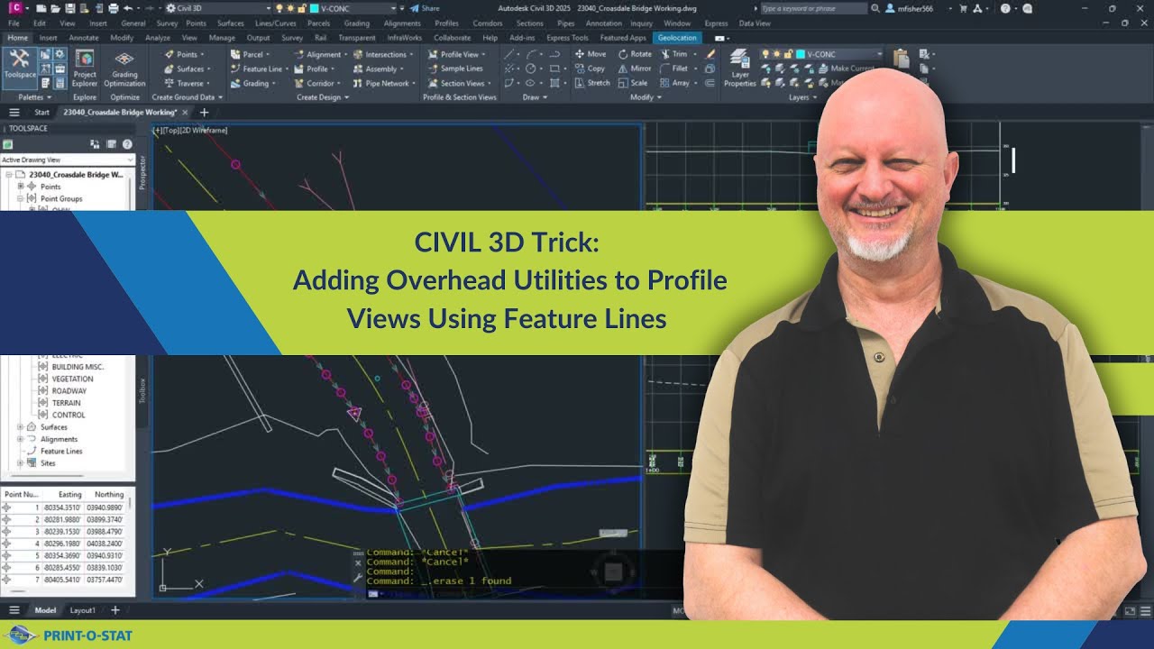 AutoCAD Civil 3D Quick Tip: Adding Overhead Utilities to Profile Views Using Feature Lines - YouTube