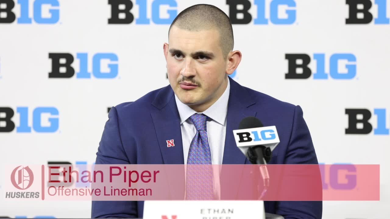 Nebraska's Ethan Piper answers questions during Big Ten football media ...