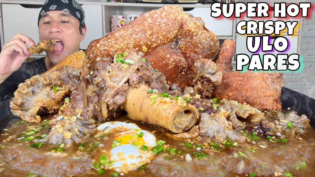 CRISPY ULO PARES with BEEF BULALO, JUMBO CHICKEN, CHICHABU, EGG, | SUPER HOT PARES MUKBANG - YouTube