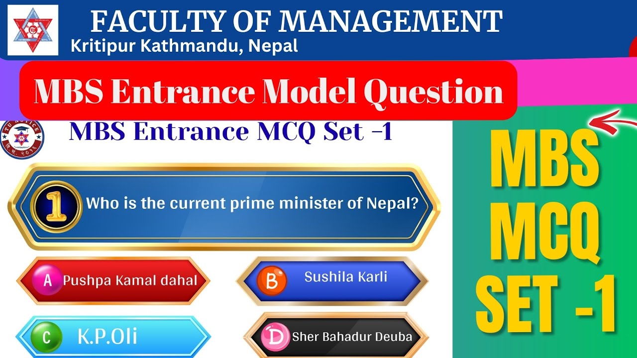 MBS Entrance Model Question 2082 | CMAT entrance model question | MBS ...
