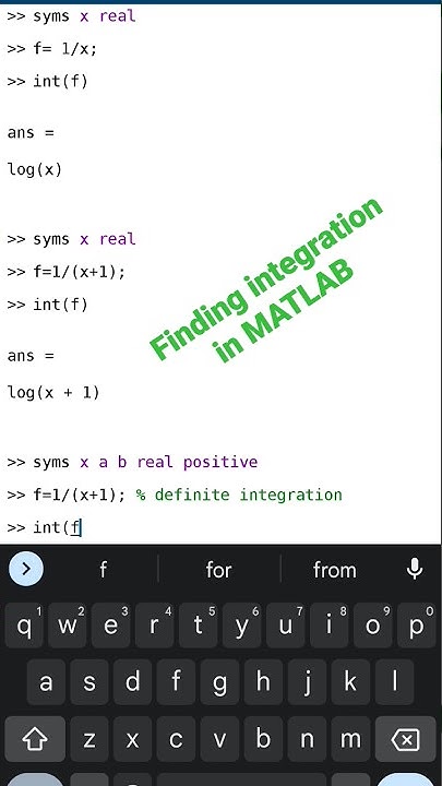 Finding definite integration in MATLAB #math #maths #coding #mathworks ...