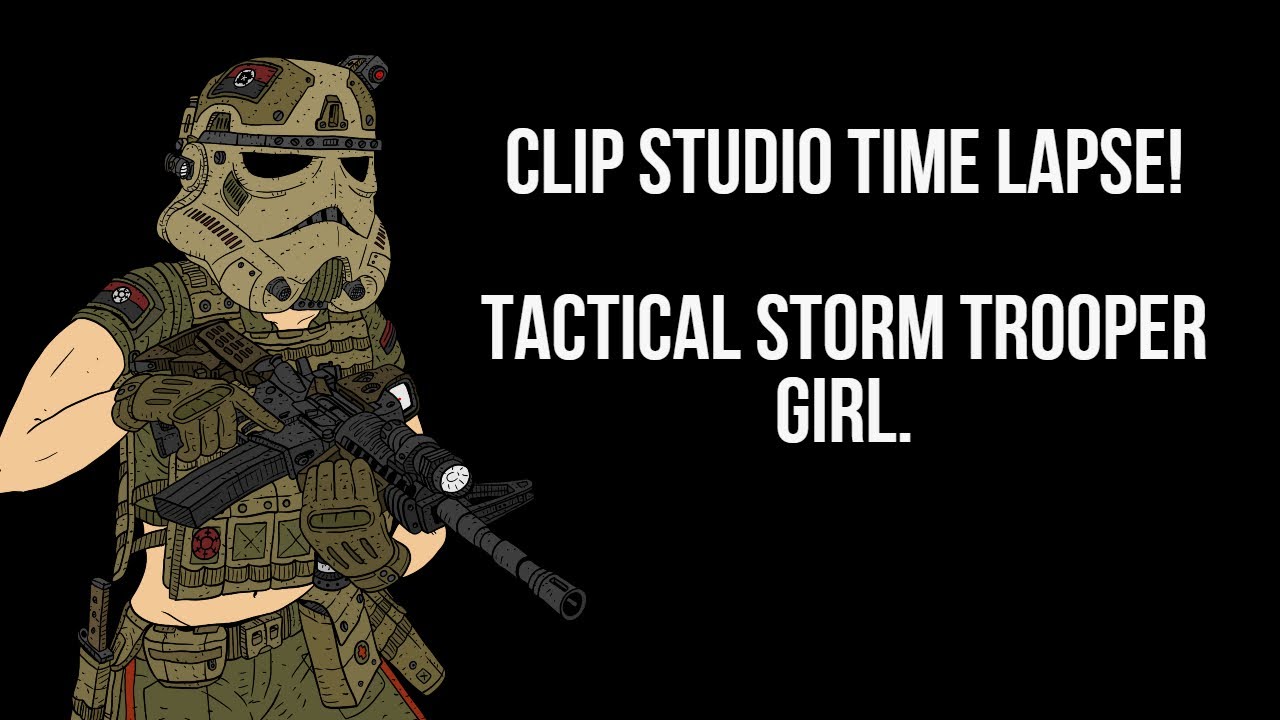 tactical star wars storm trooper girl. drawing time lapse. line art ...