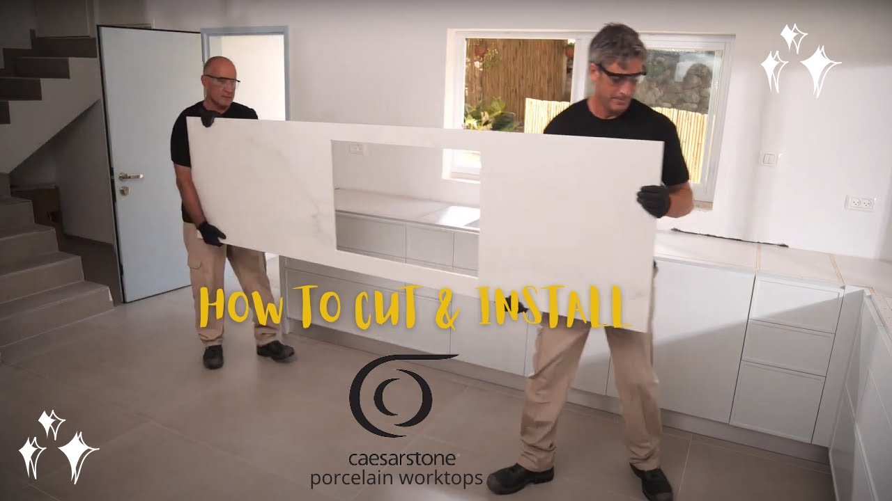 How to Cut and Install Caesarstone Porcelain Kitchen Worktops - YouTube