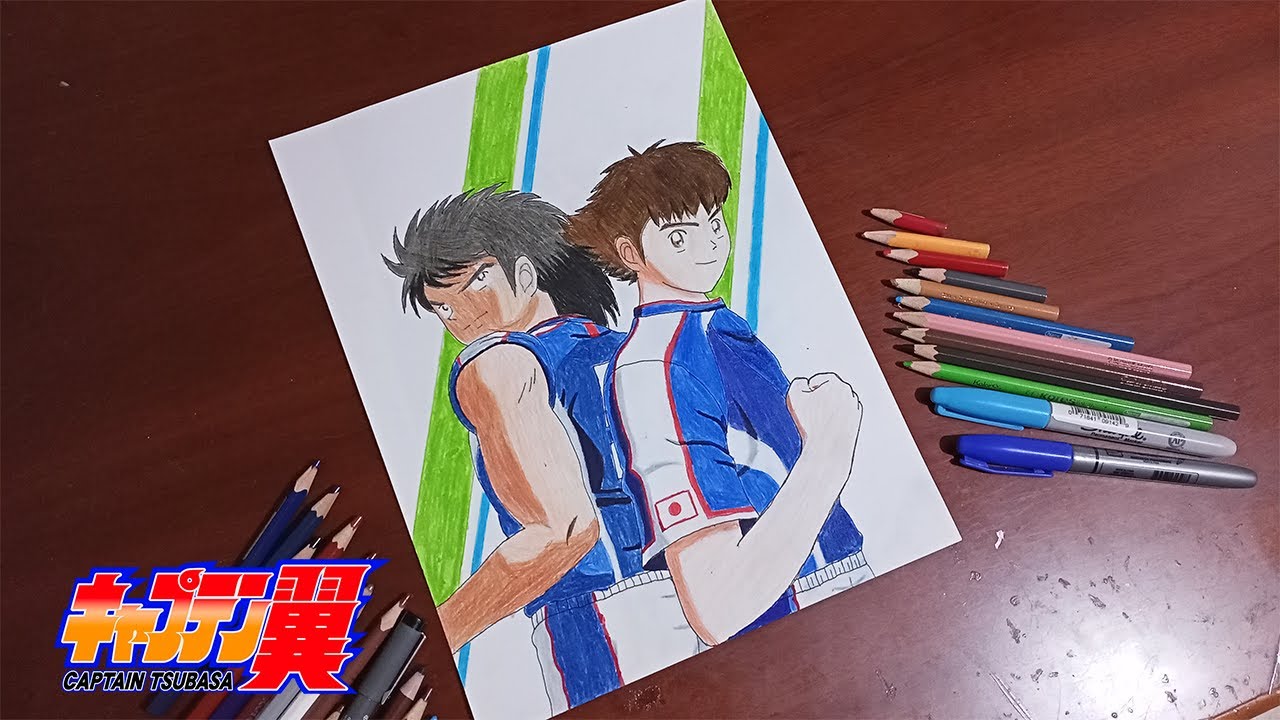DRAWING - Oliver Atom and Steve Hyuga (Captain Tsubasa) - YouTube