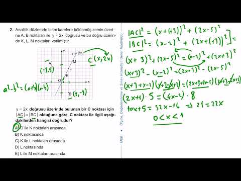 11. Sınıf Matematik Kazanım Kavrama Test 12 (Doğrunun Analitik İncelenmesi) Çözümler