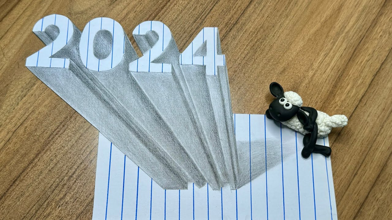 3D 2024: Learn How to Draw 2024 in 3D drawing - easy step-by-step for ...