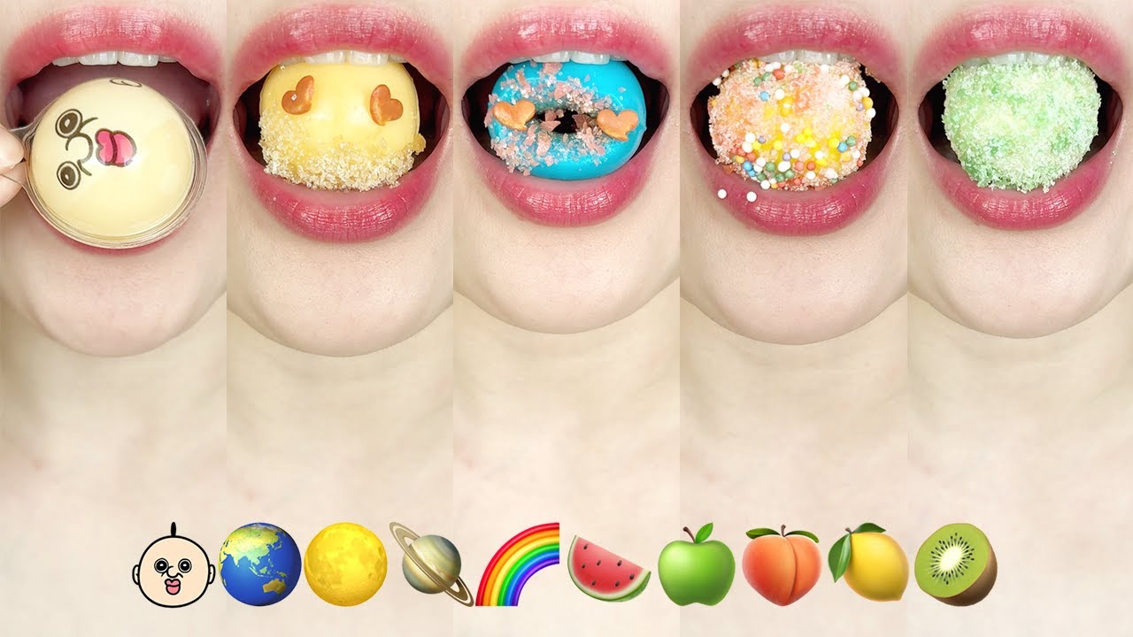 asmr BALL JELLY GUMMY POP ROCKS SPRINKLE 🌏🌕🪐🌈🍉🍏🍑🍋🥝 여러가지 볼 젤리 팝핑캔디 ...