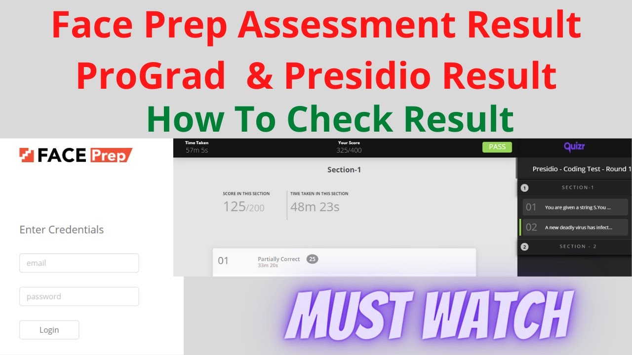 How to Check Face Prep Result || Face Prep Assessment || ProGrad ...