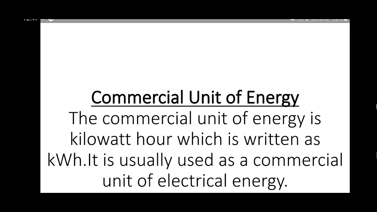 COMMERCIAL UNIT OF ENERGY - YouTube