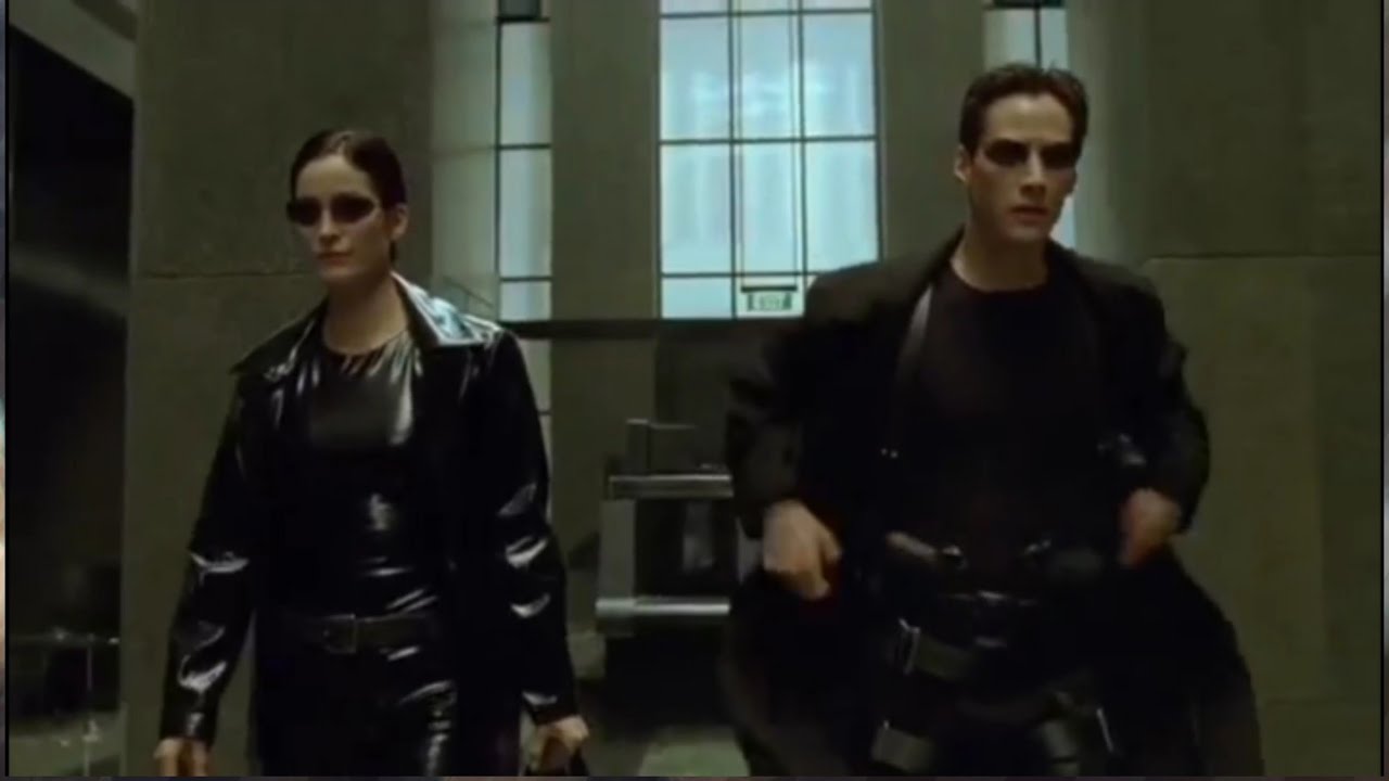 Shootout in the lobby | The Matrix [Open Matte] - YouTube