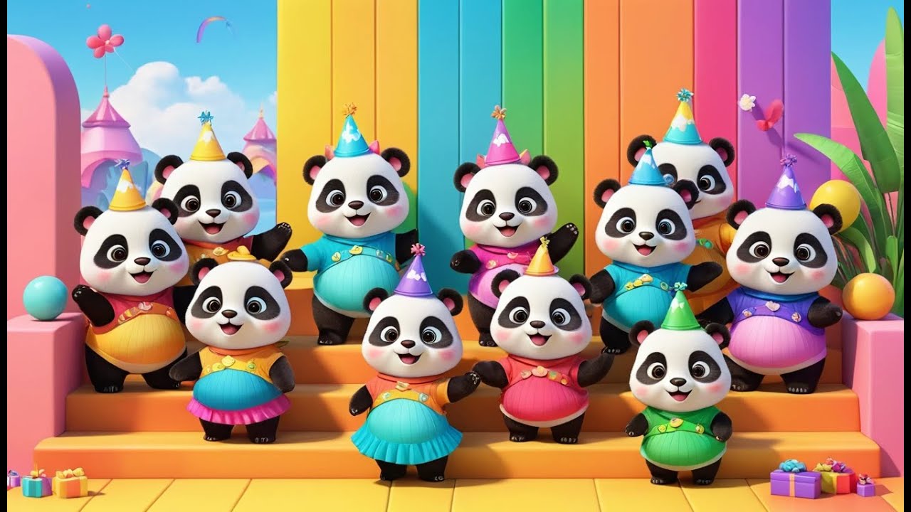 Counting 10 Pandas on Rainbow Steps | Fun Counting Song for Kids ...