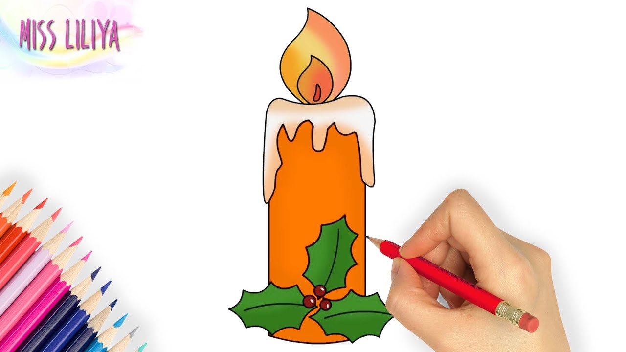 Як намалювати РІЗДВЯНУ СВІЧКУ Малюнки на РІЗДВО Youtube