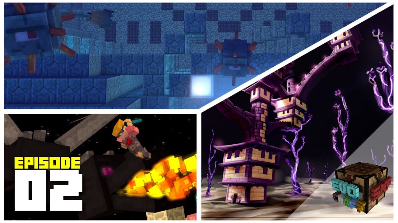 EvoCraft SMP EP2-Epic Episode Ocean monument,fighting Ender Dragon,End ...