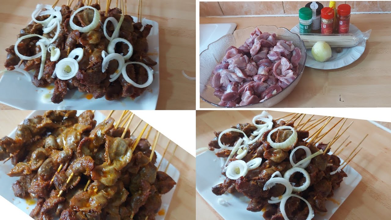 Recette: BROCHETTES de GESIERS de POULET ou KAMUNDELE 😋😋 - YouTube
