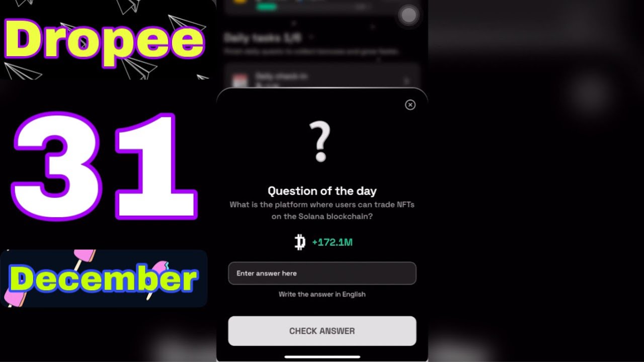 Dropee question of the day code 31 December |Dropped question of the d ...