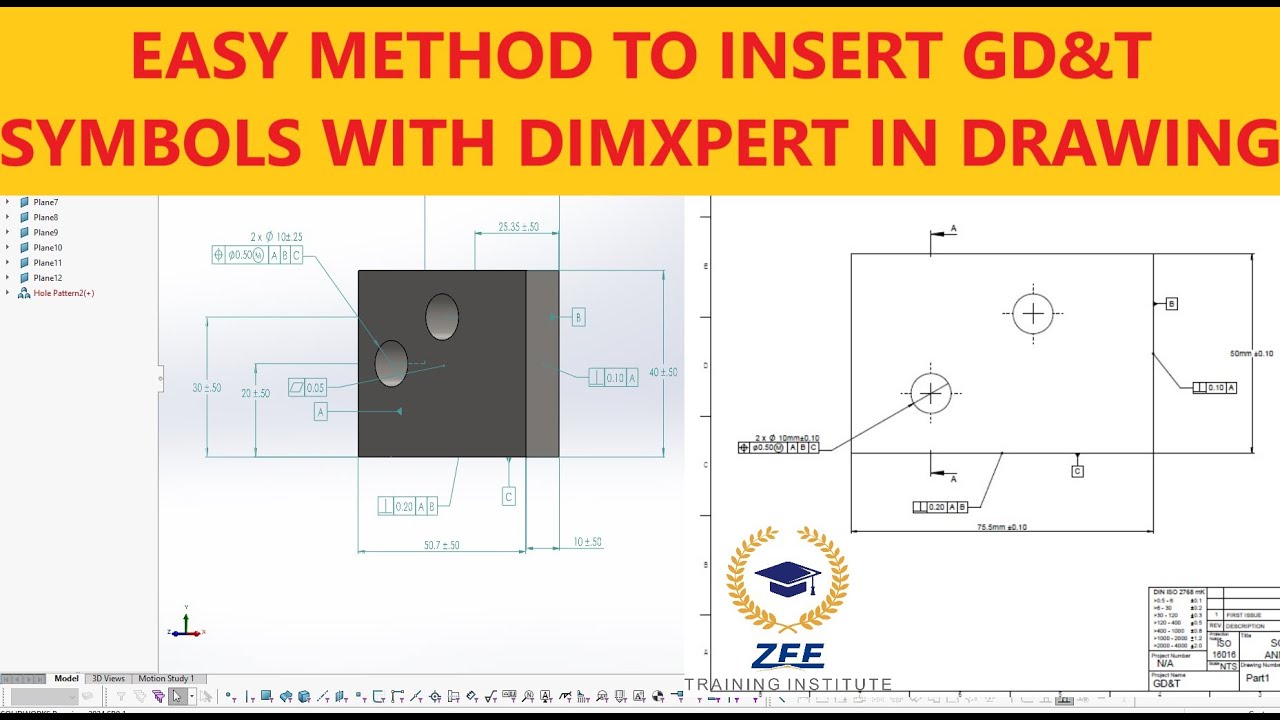 SOLIDWORKS GD&T SYMBOLS AUTO INSERT DIMSXPERT in URDU - YouTube