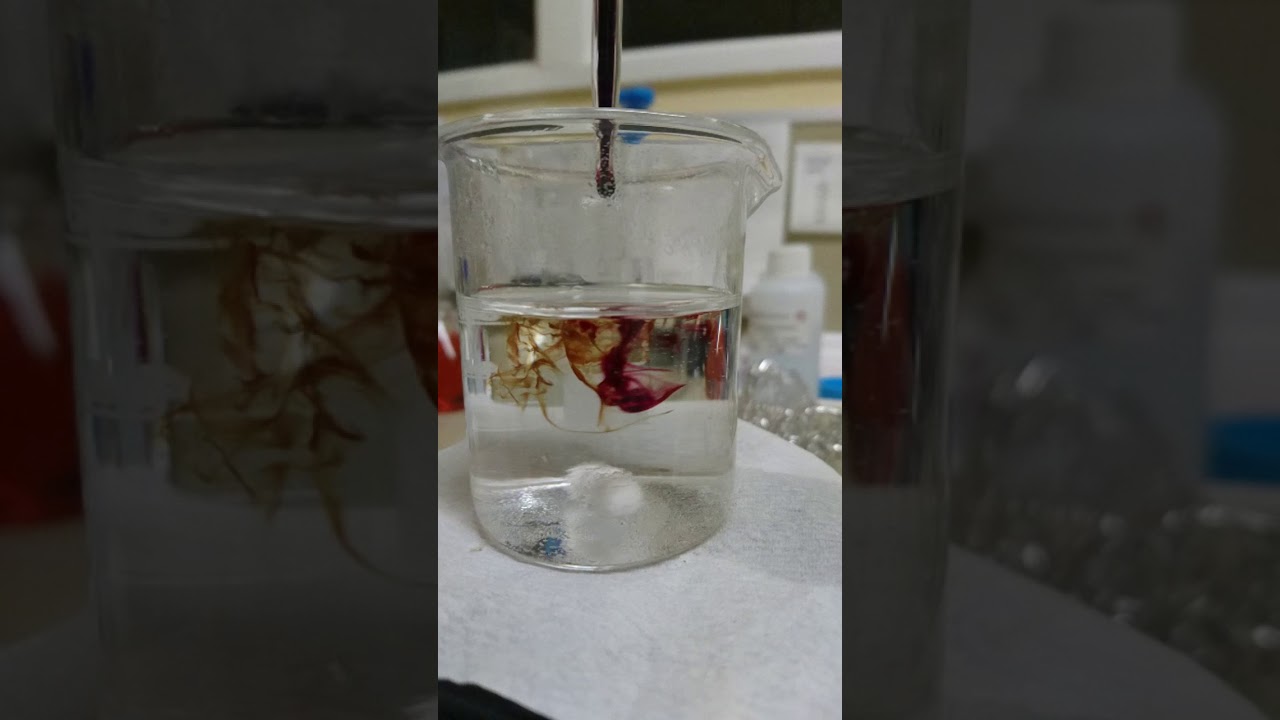 Potassium permanganate solution in hydrogen peroxide. - YouTube