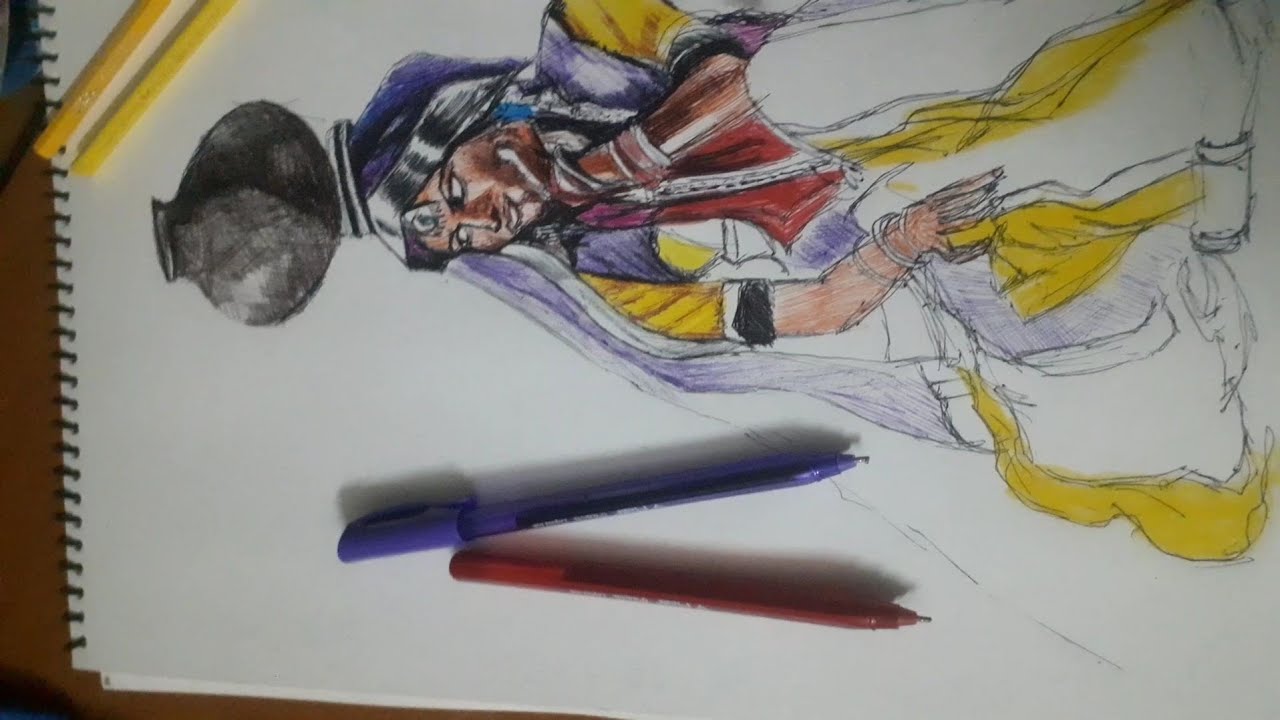 rajasthan lady pensketch how to draw easy drawing step by step ...