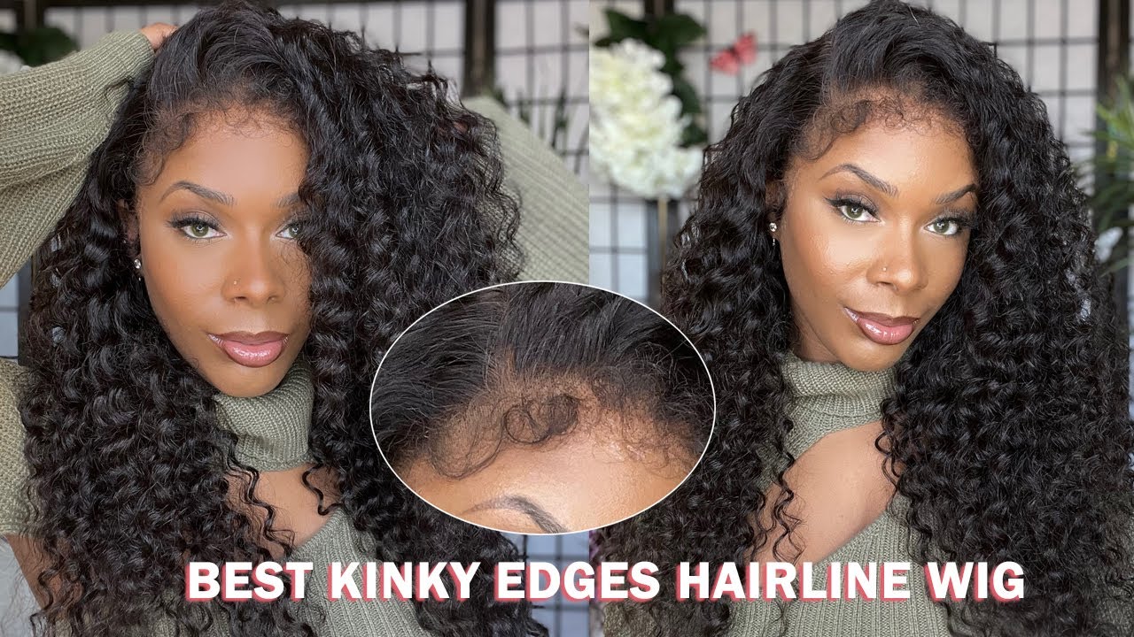 Best Natural Kinky Edges Hairline Wig😍 Affordable Deep Curly Edges 13x6 ...