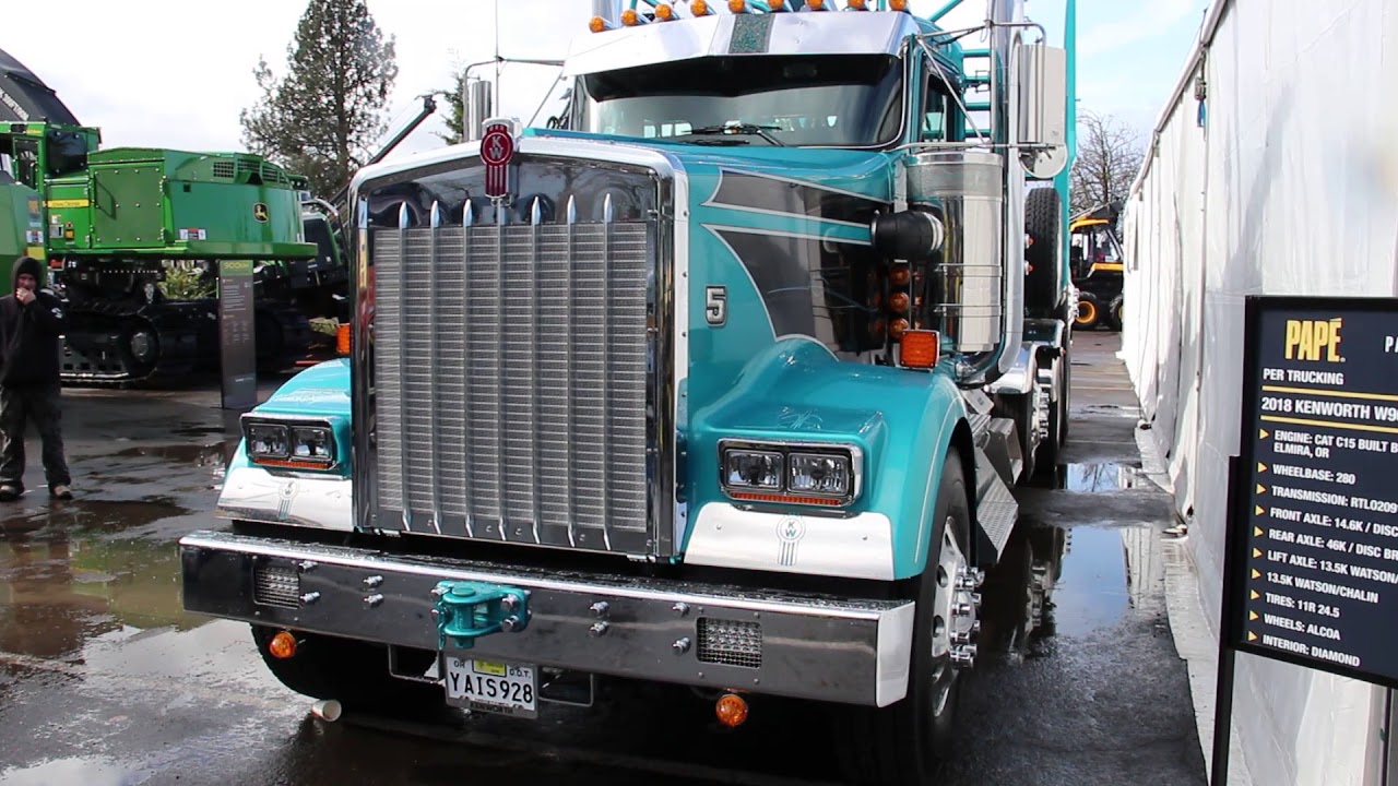 2018 KENWORTH W900L LOG TRUCK, 700 HP CAT ! - YouTube