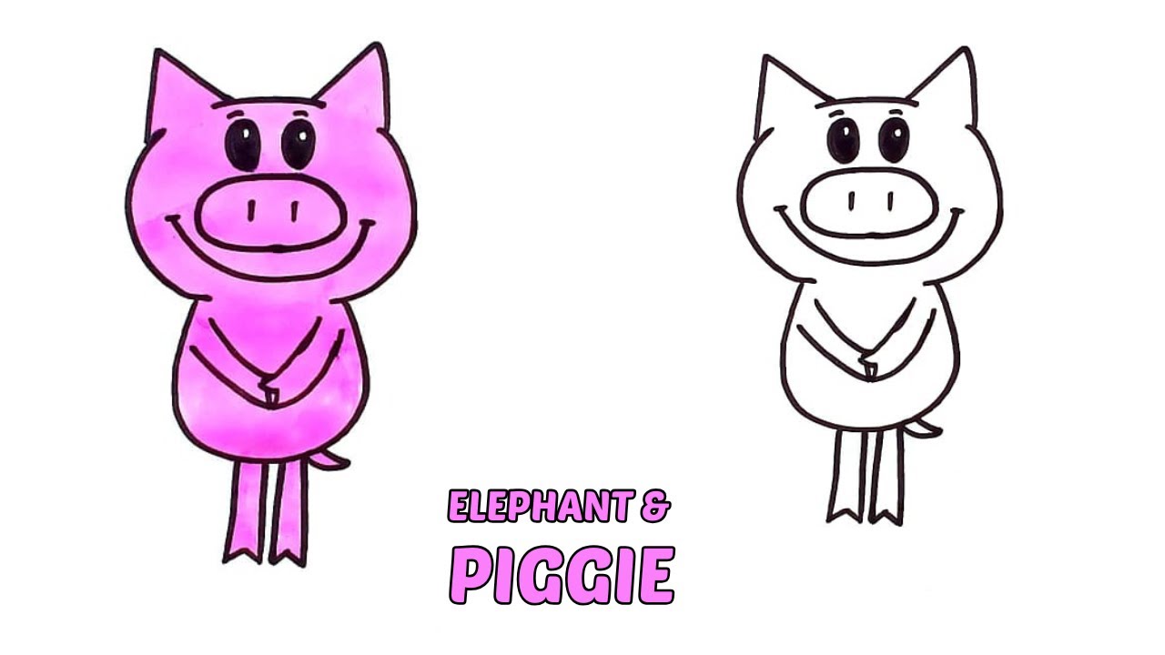 How to Draw a Pig Easy pig 🐷 Elephant and Piggie - YouTube