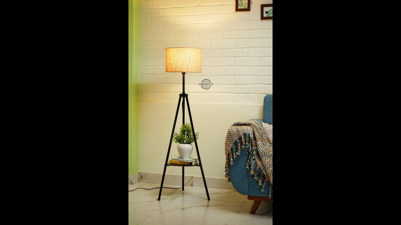 How to install Crosscut Metal Floor Lamp with single shelf - YouTube