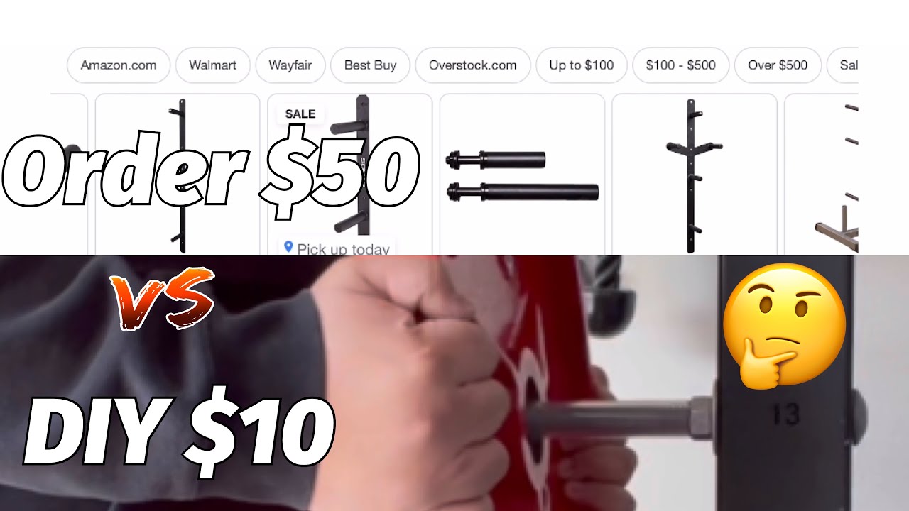 Weight Plate Storage for Power Rack $10 DIY (Plate Pin Rack / Weight ...