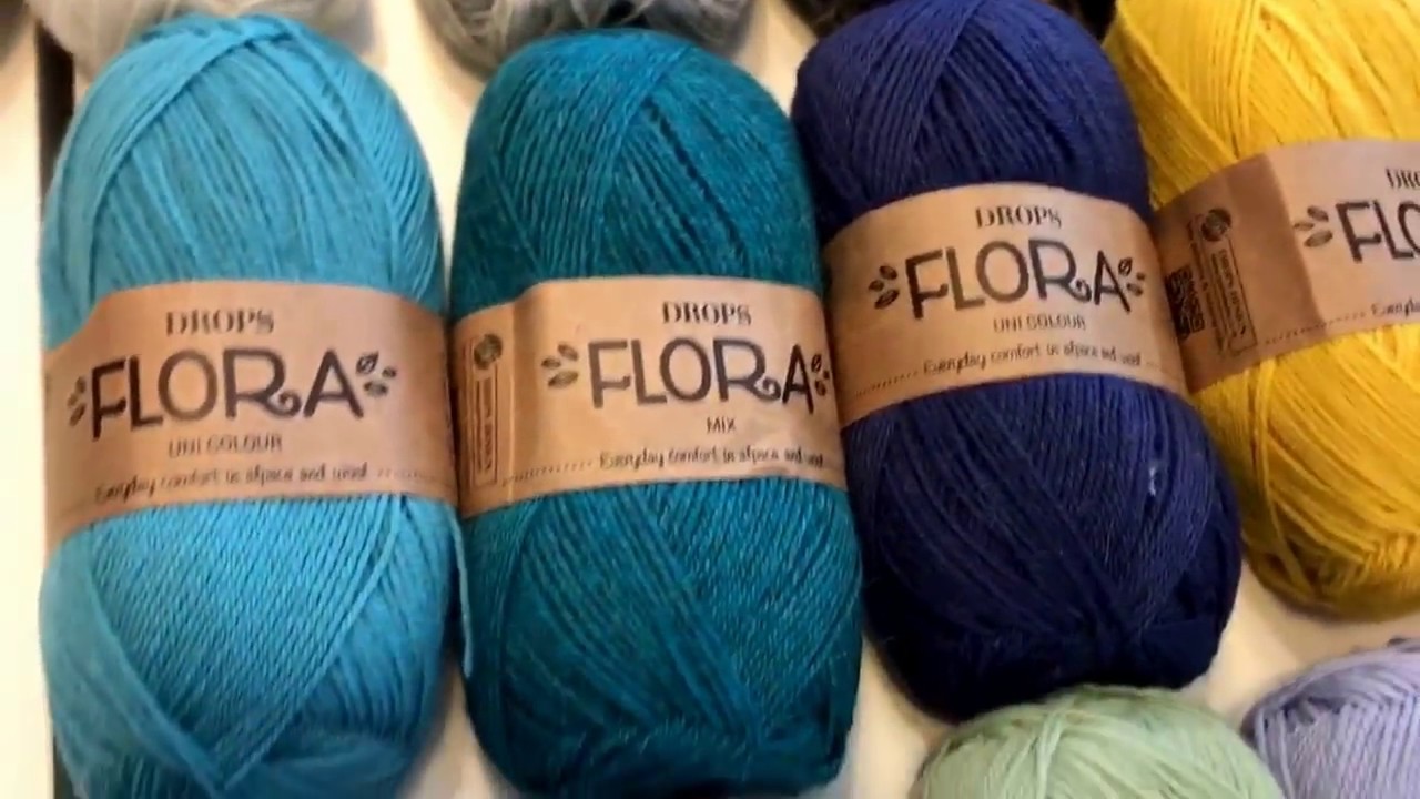 www.garn-kurven.dk nye farver og nyt uld garn fra drops -Flora - YouTube