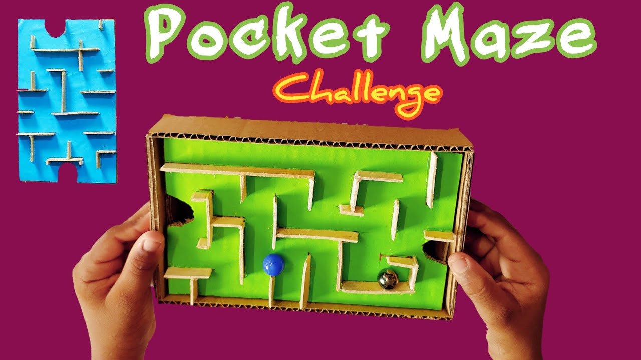 Amazing pocket maze challenge with cardboard and popsicle sticks - YouTube