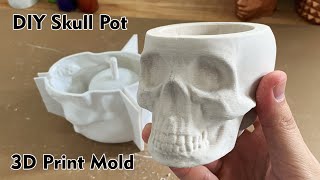DIY Skull Plant pot use 3D print mold