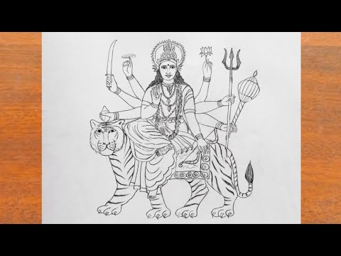 मां दुर्गा का चित्र बनाना सीखें | How to Draw Maa Durga Devi very easy ...