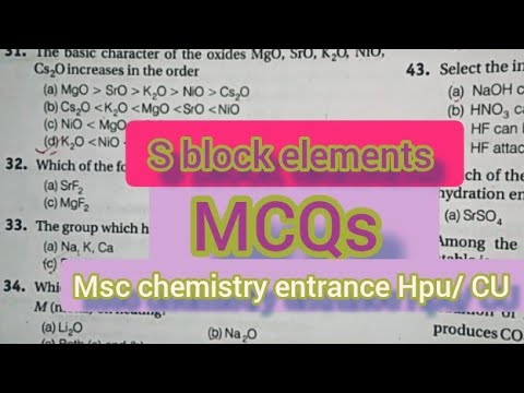 MCQs | S block elements| msc chemistry entrance exam preparation/hpu/ Central University - YouTube