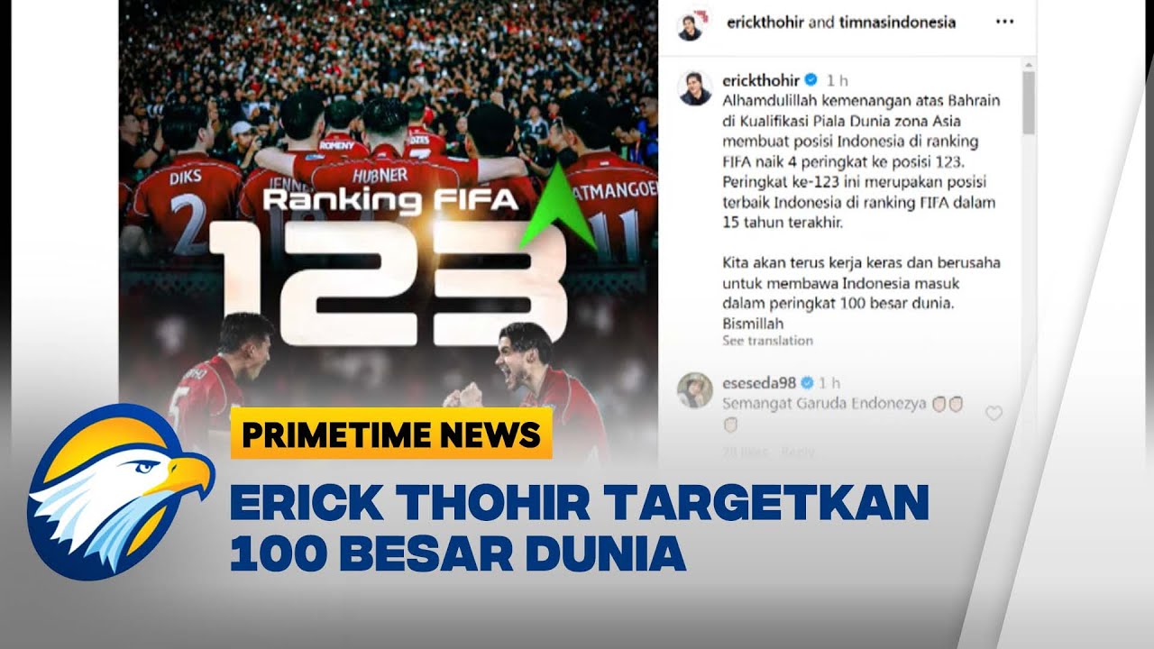 Sikat Bahrain, Peringkat FIFA Indonesia Naik [Primetime News] - YouTube