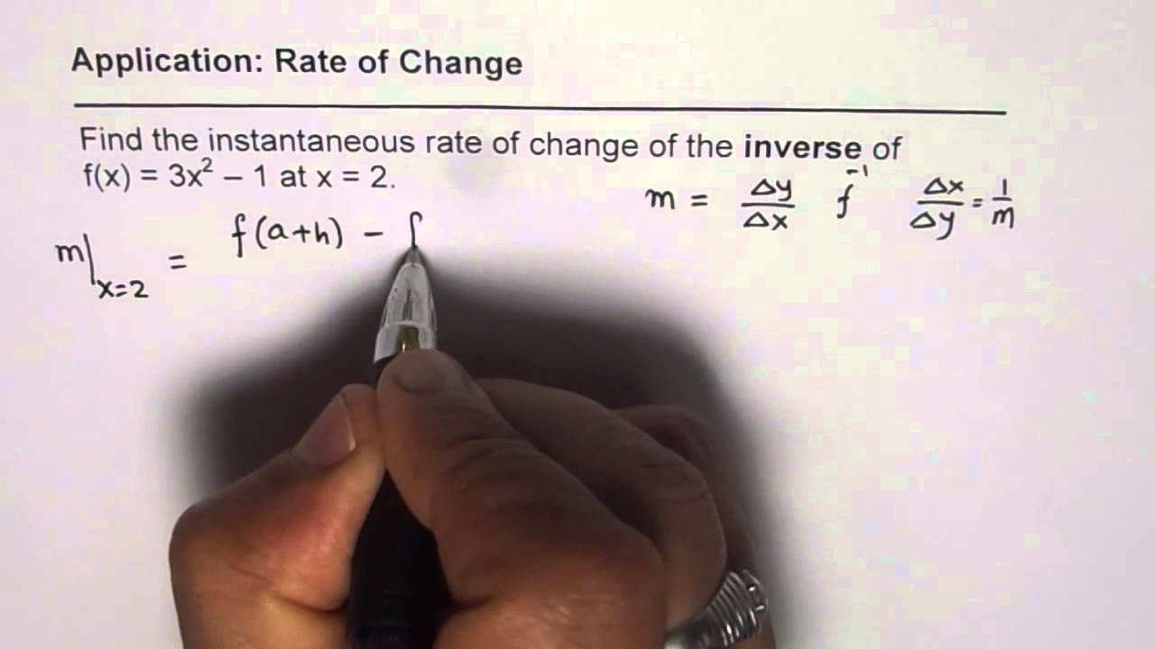 Find Instantaneous Rate of Change on Inverse of Function - YouTube