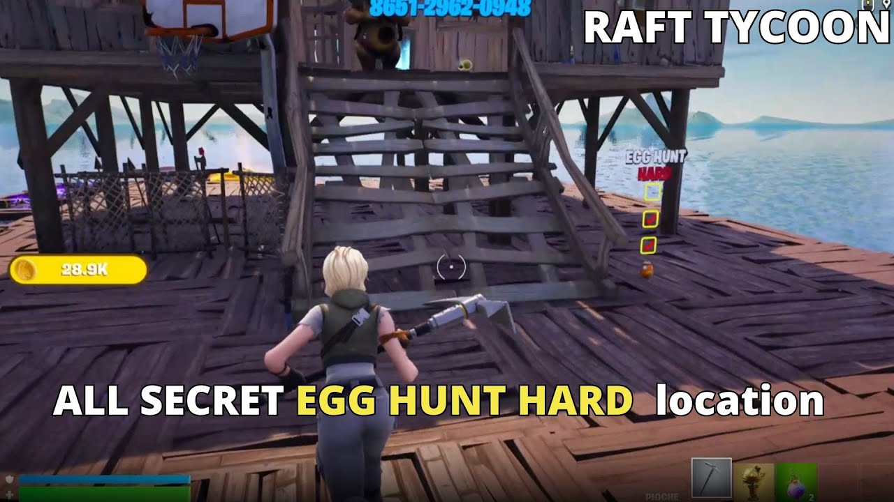HOW TO FIND ALL EGGS HUNT HARD 3/3 LOCATIONS RAFT TYCOON MAP FORTNITE ...